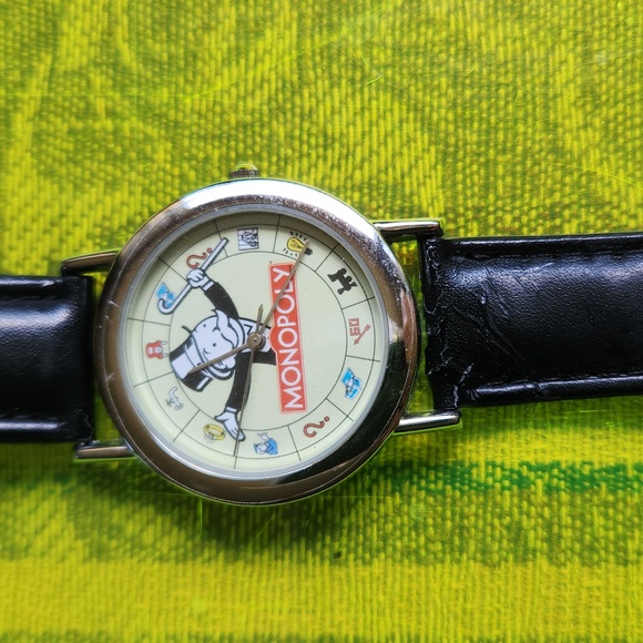 Hasbro | Accessories | Monopoly Watch New Battery Installed Black Strap ...